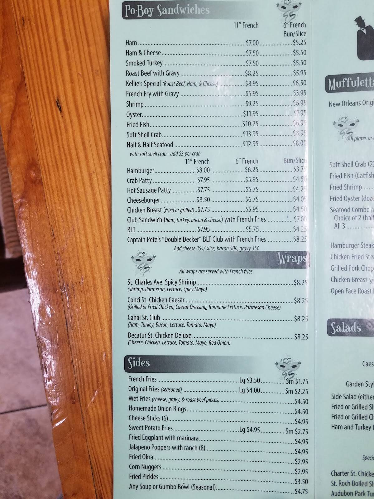 Menu at Kellie's Poor Boy restaurant, Picayune, MS-43 Ste D