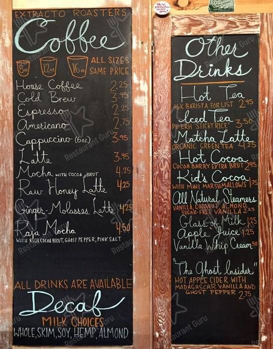 Menu at Pip's Original Doughnuts & Chai restaurant, Portland