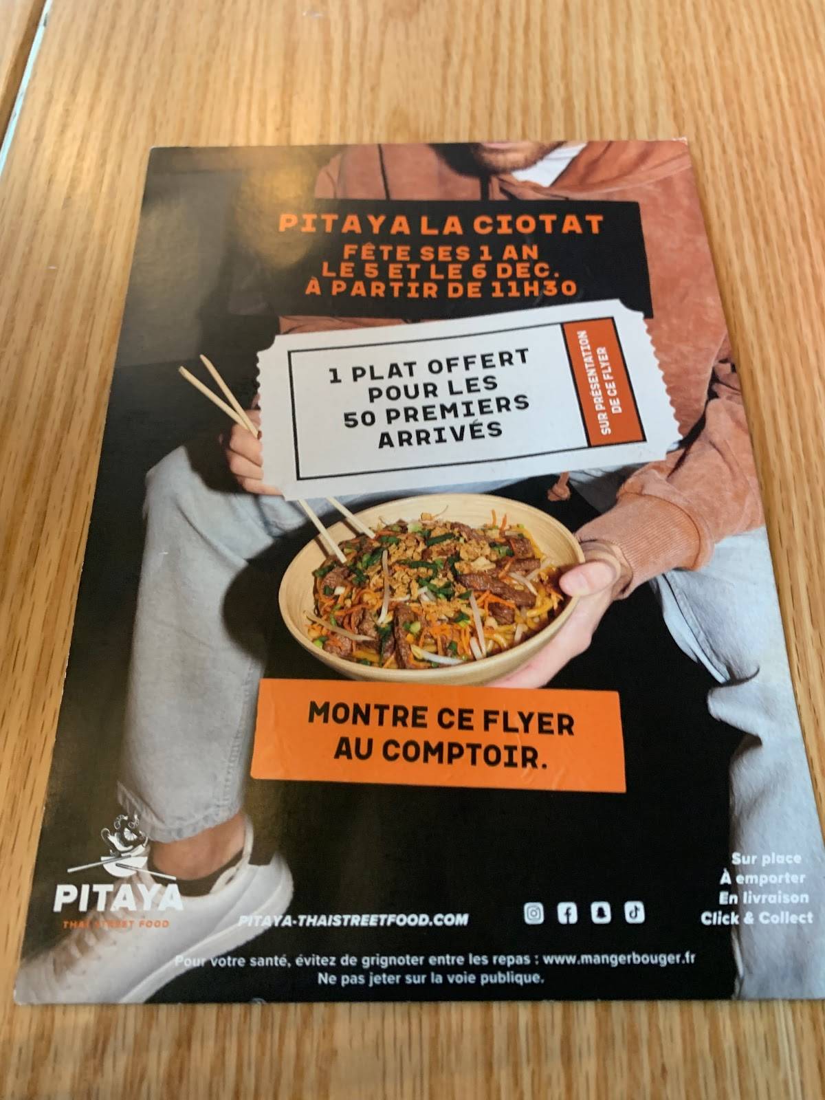 Carta del restaurante Pitaya Thaï Street Food, La Ciotat