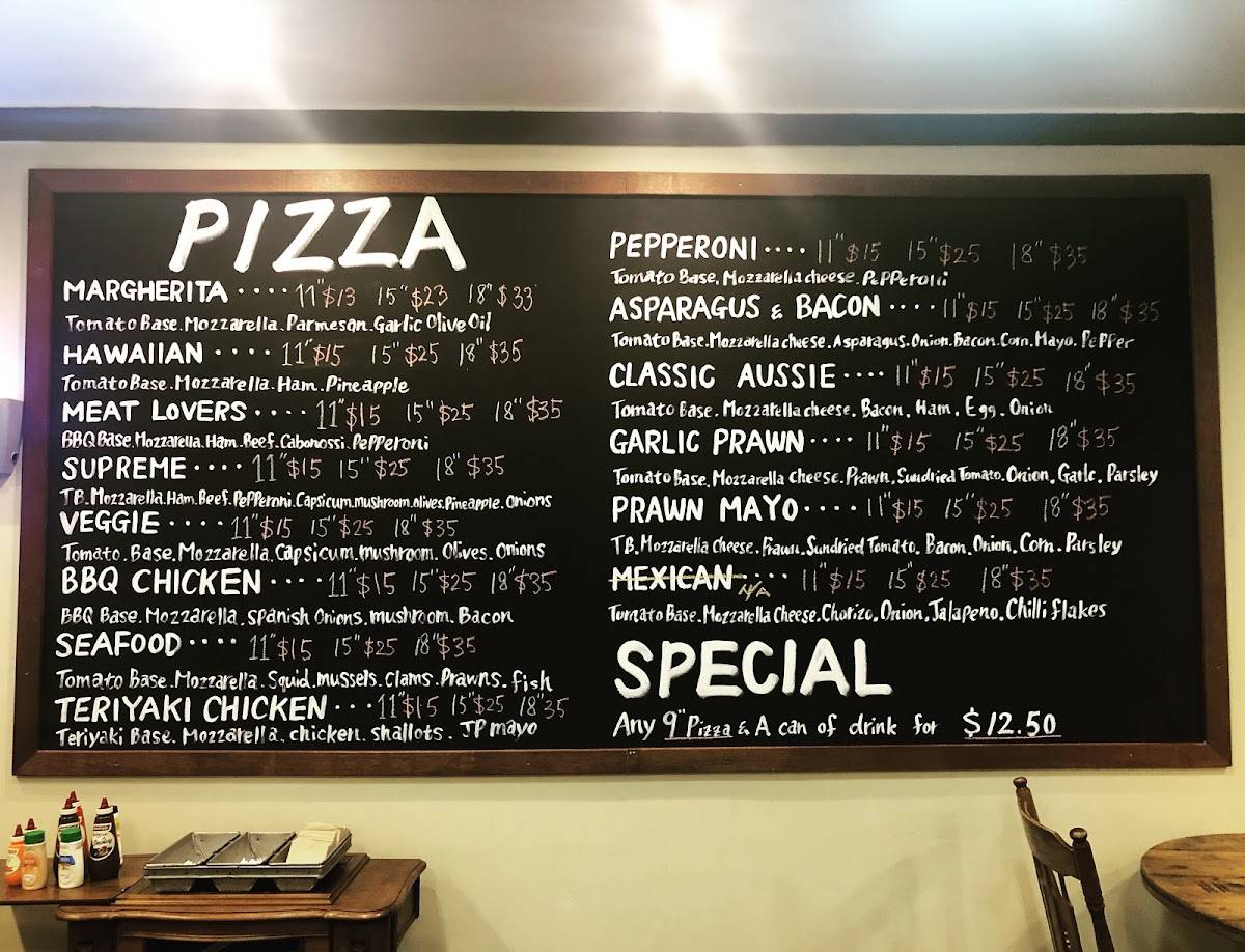 Menu at Classic Crust pizzeria, Coffs Harbour