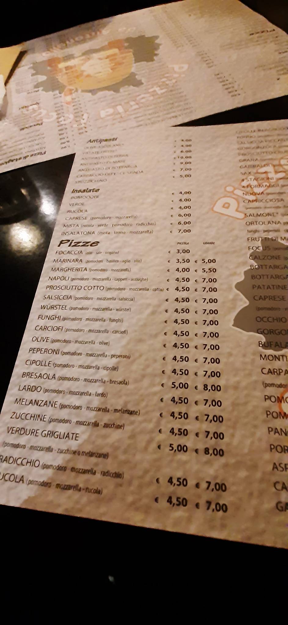 Speisekarte von Focus Pizza, Cabras