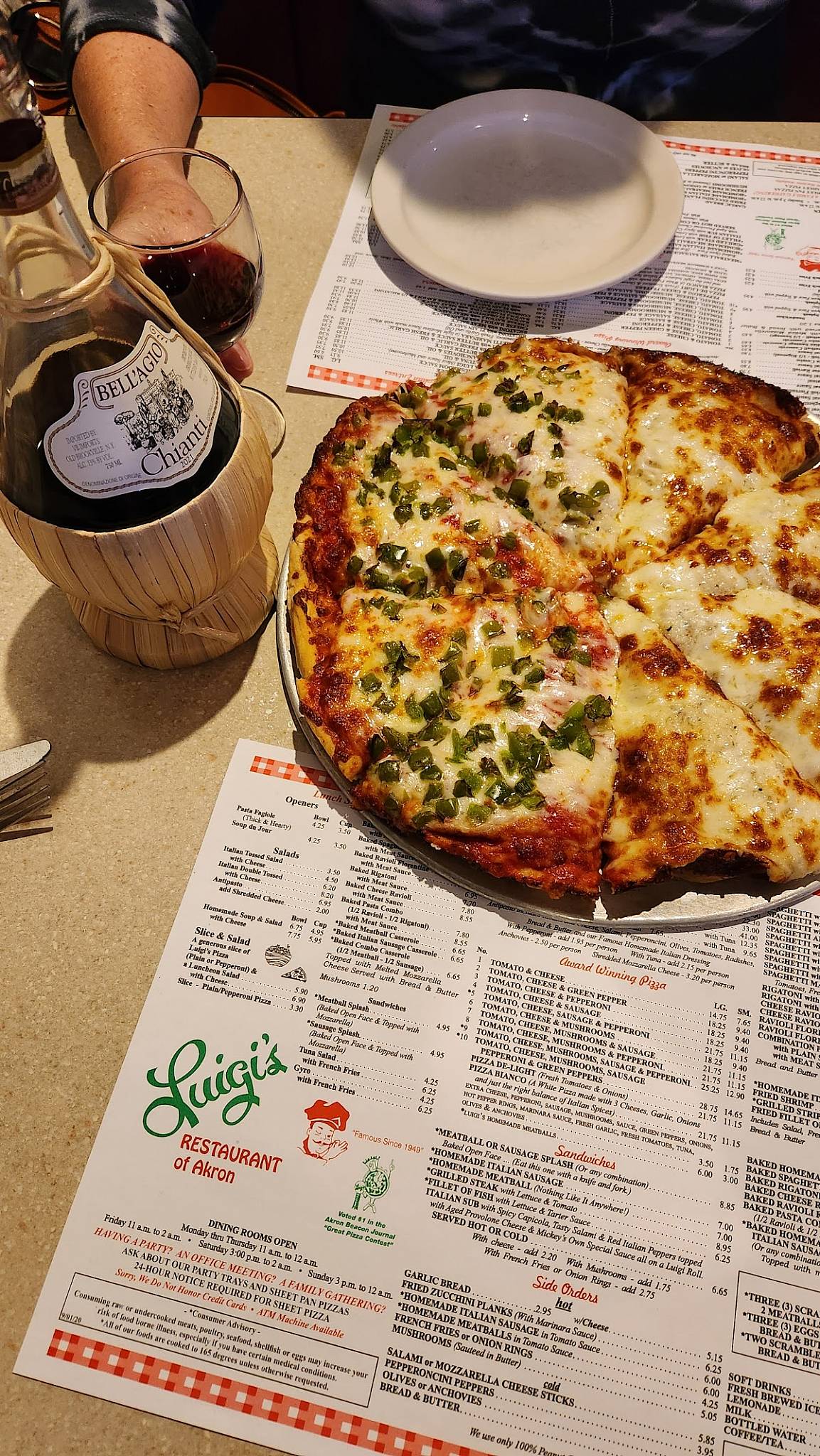 Menu at Luigi's Restaurant, Akron