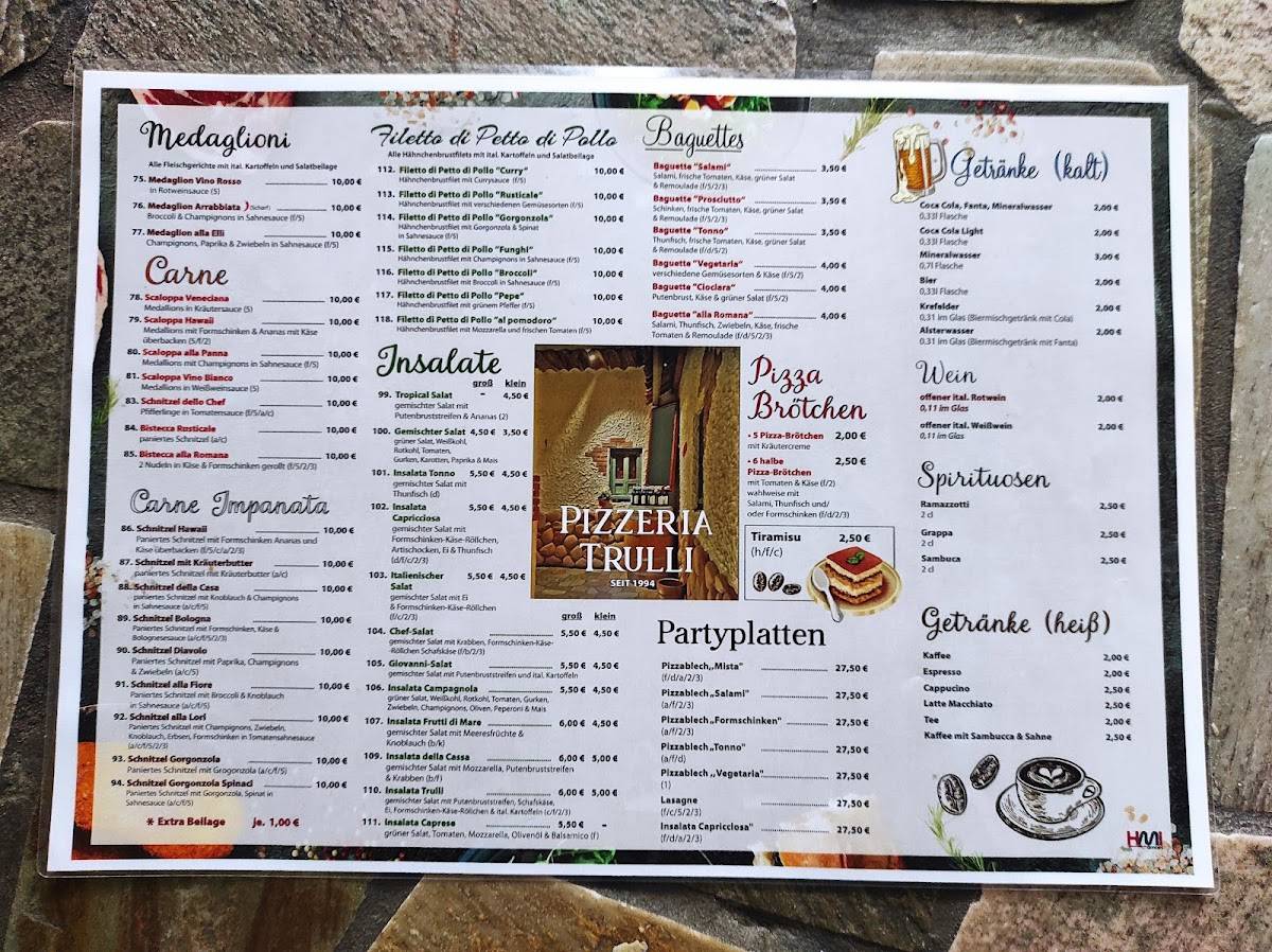 Carta de Pizzeria Trulli, Bochum, Castroper Str. 238