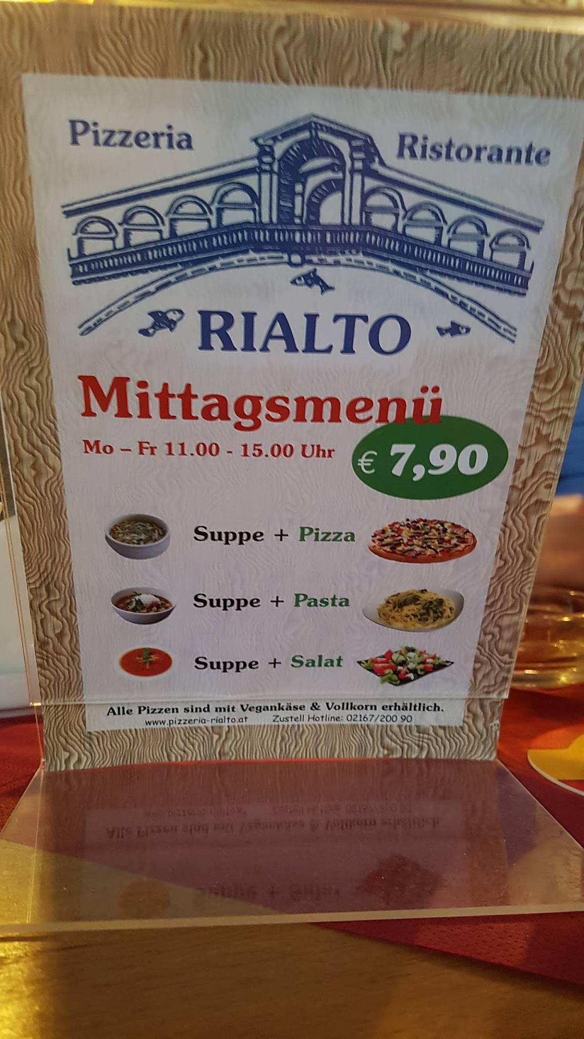 Speisekarte von Pizzeria Rialto, Neusiedl am See
