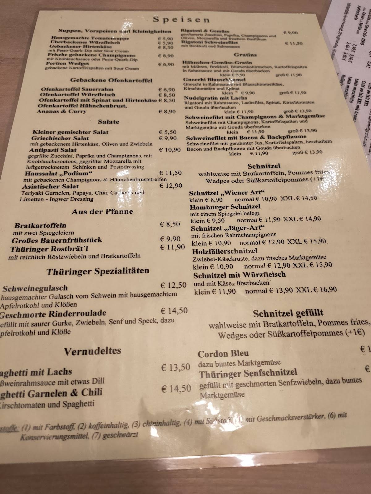 Speisekarte von Podium restaurant, Gera