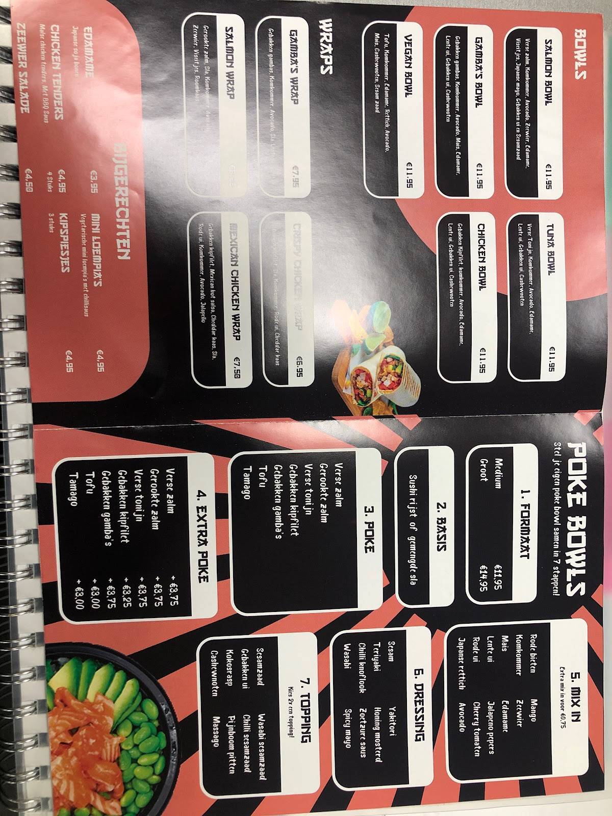 Menu at Poke And Wraps, Soesterberg