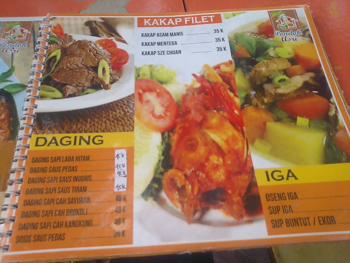 Menu at Pondok Asri Restaurant, Lumajang