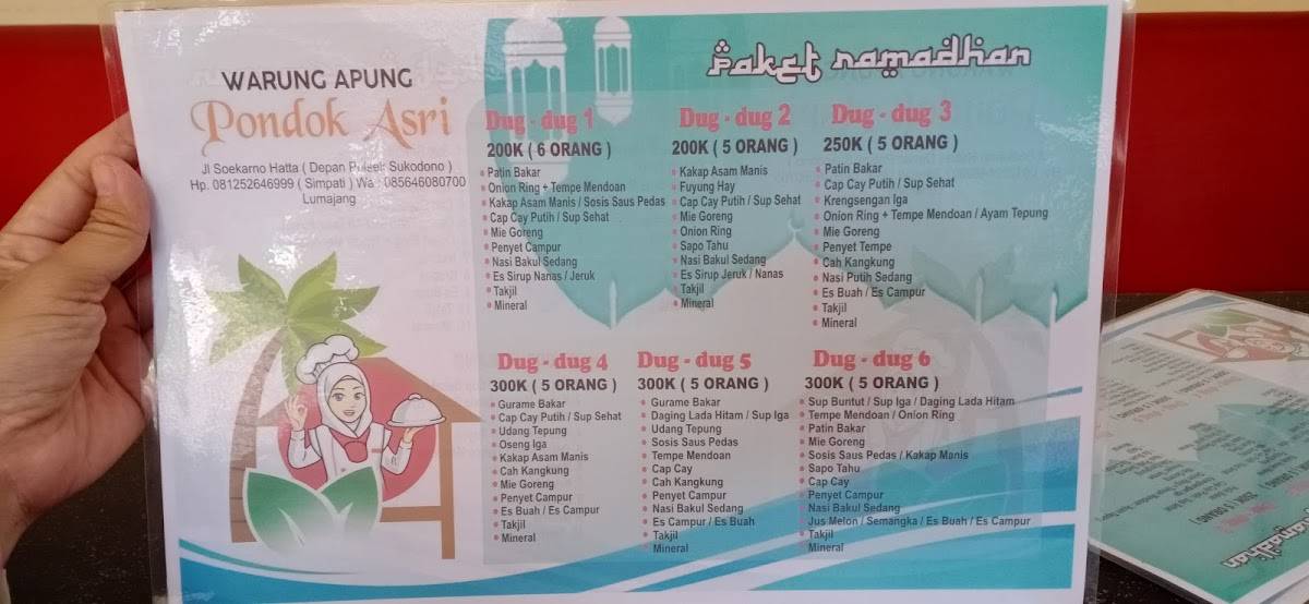 Menu at Pondok Asri Restaurant, Lumajang