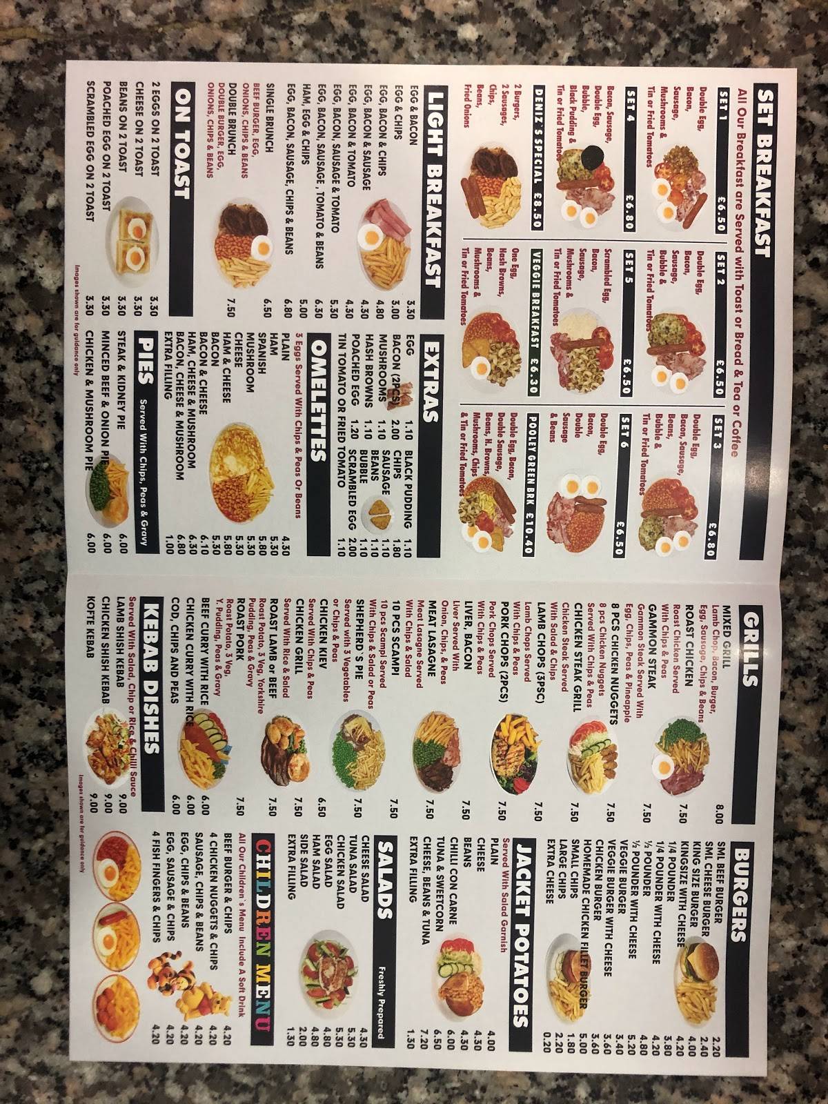 Menu at Pop Inn Cafe, Egham