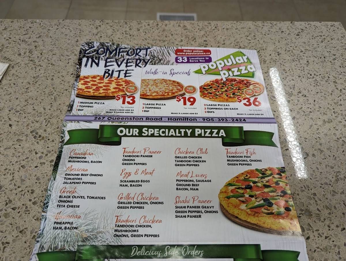 Menu at Popular Pizza pizzeria, Hamilton