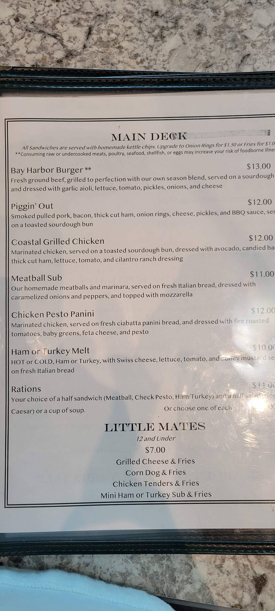 Menu at Portside Cafe, Bay Saint Louis