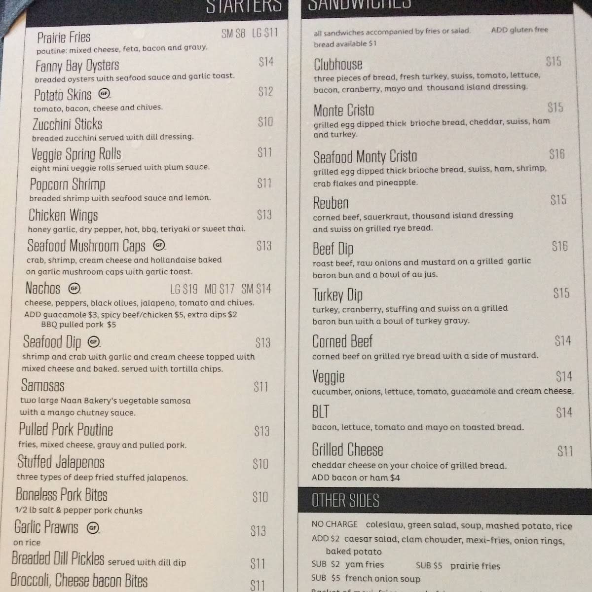 Menu at Prairie Inn Neighbourhood Pub, Saanichton