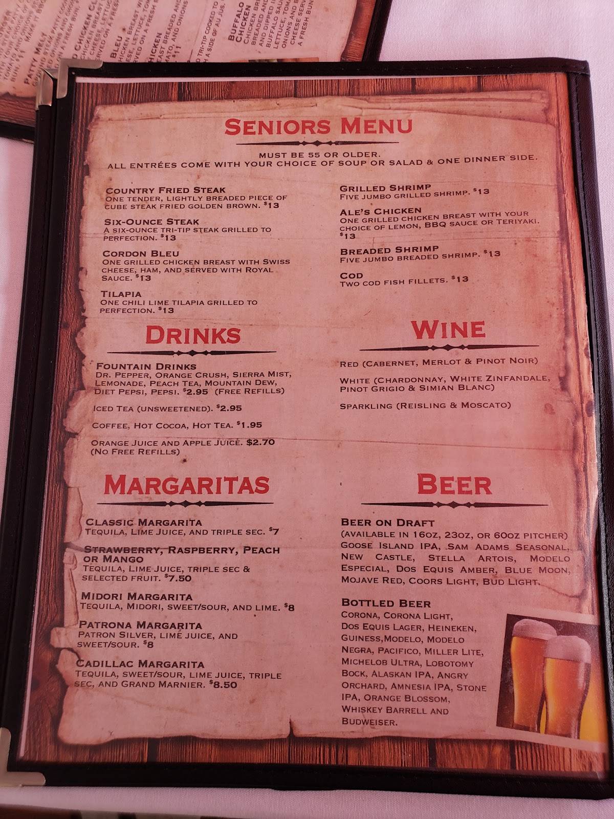 Menu at Ale's Steakhouse & Bar, Ridgecrest, N Norma St