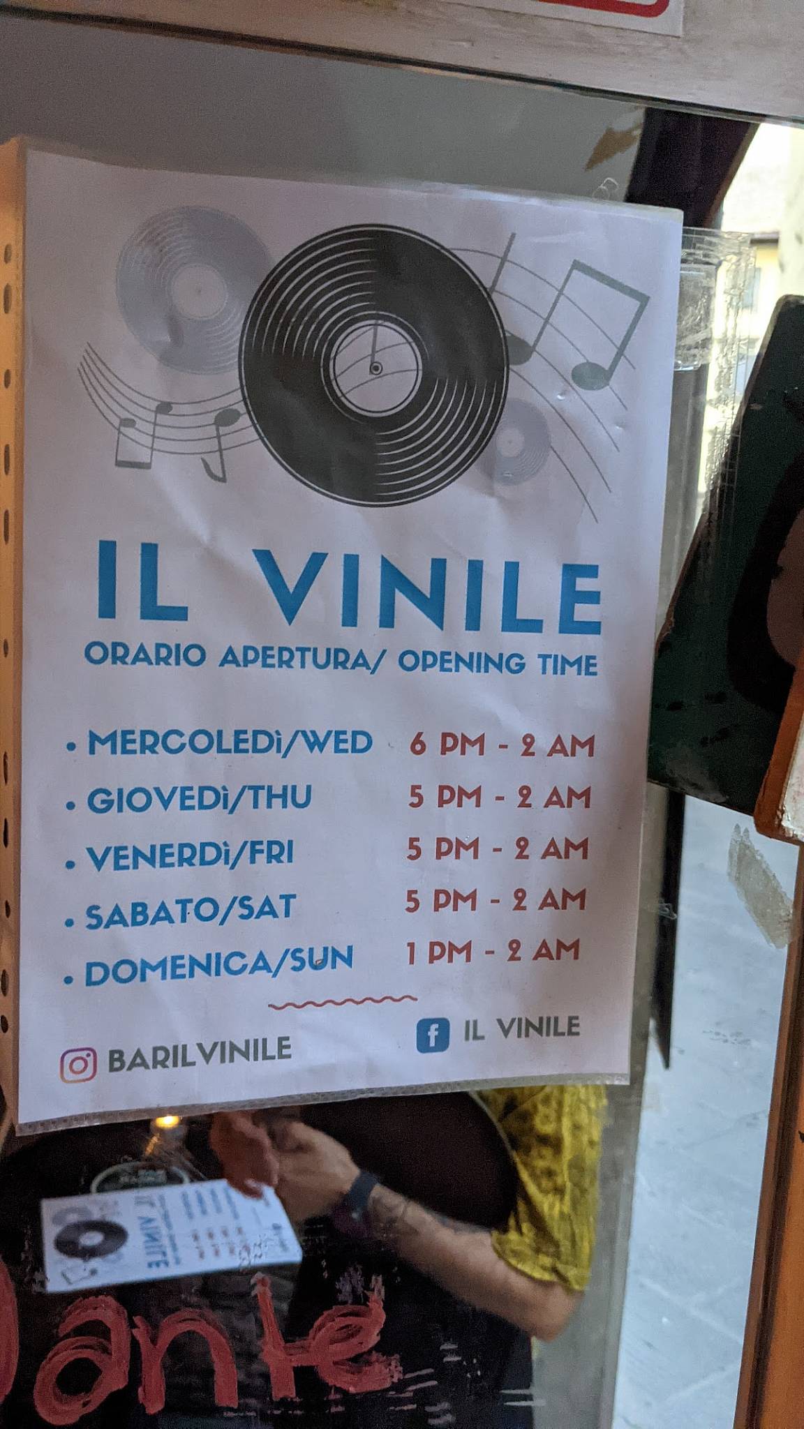 Menu at Il Vinile pub & bar, Florence