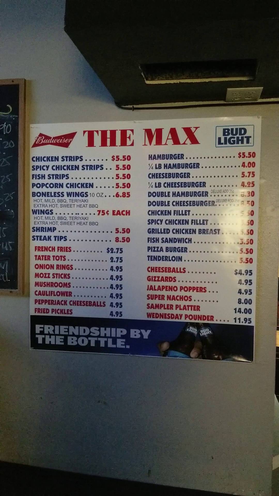 Menu at Max Bar & Grill, Wayne