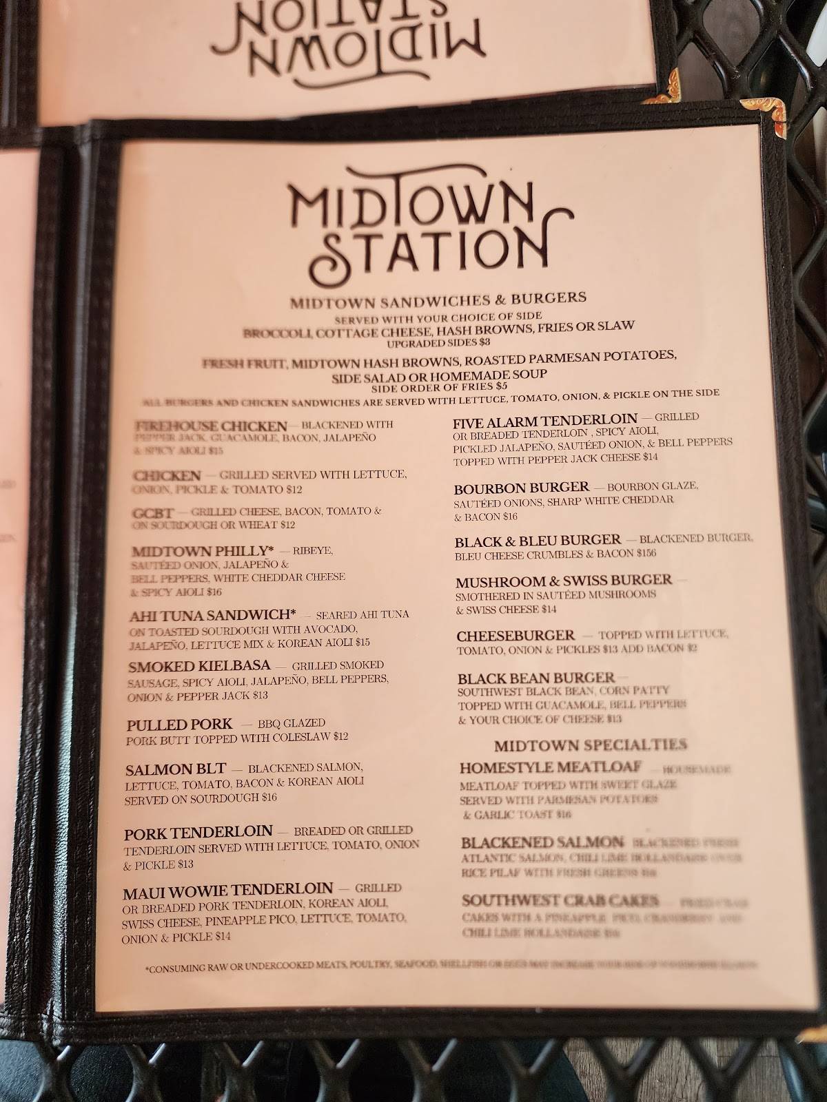 Menu at Midtown Station pub & bar, Cedar Rapids