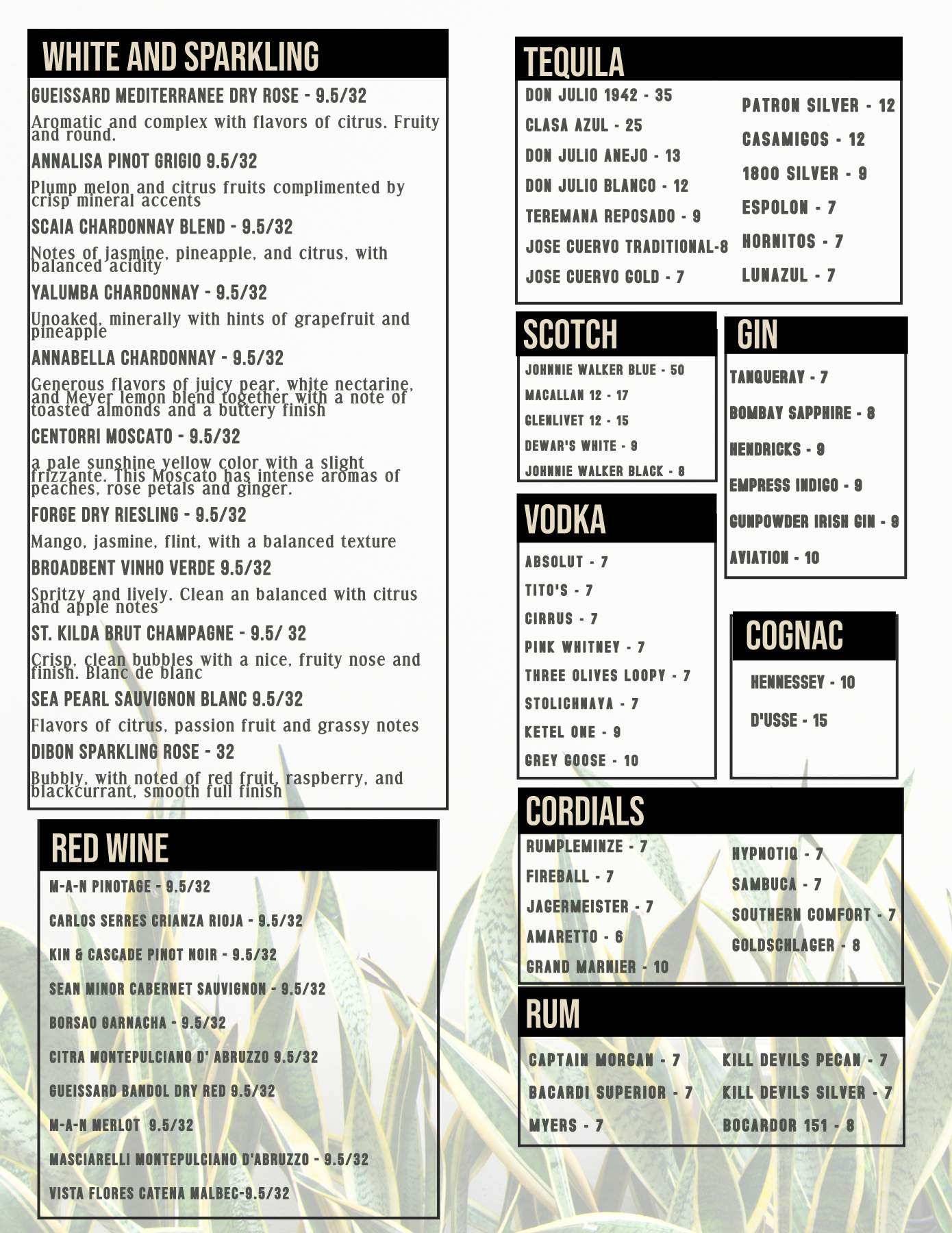 Menu at North Street Press Club, Farmville