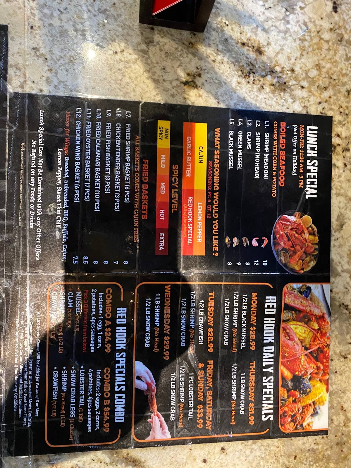Menu at Red Hook Cajun Seafood & Bar (Union Ave), Memphis