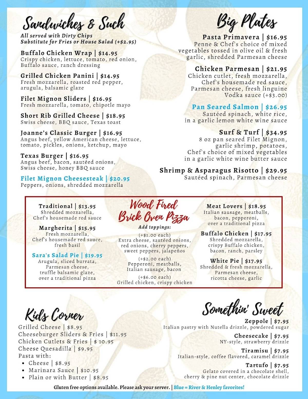 Menu at River & Henley Bar and Restaurant, New Milford