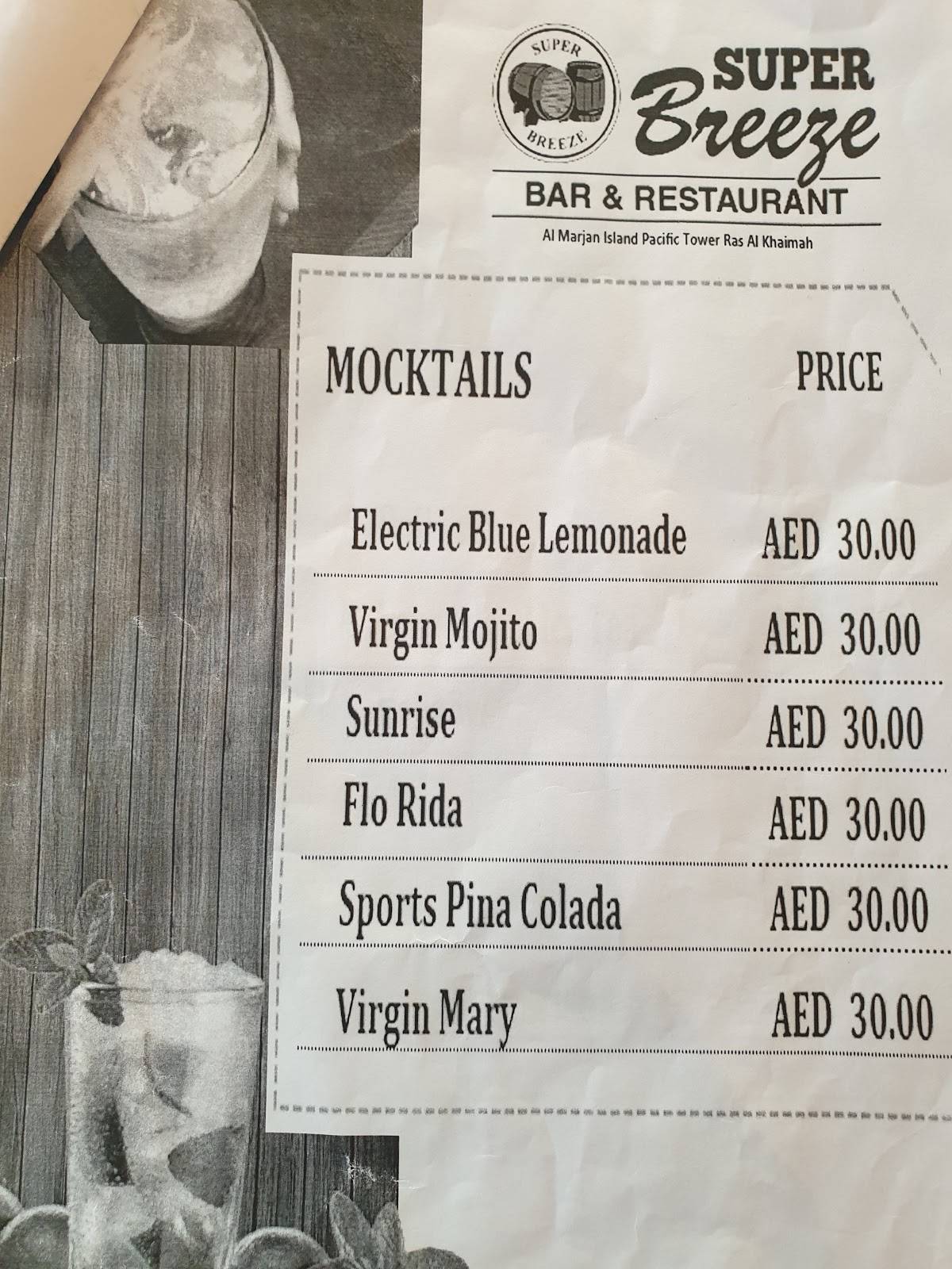 Menu at Super Breeze Bar & Restaurant, Al Jazirah Al Hamra