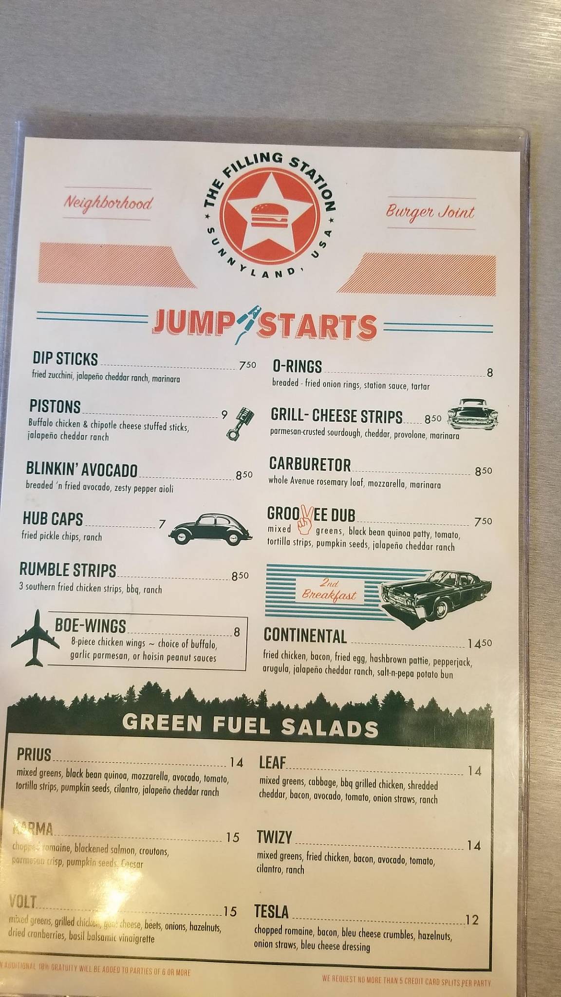 Menu at The Filling Station - Sunnyland Station pub & bar, Bellingham ...
