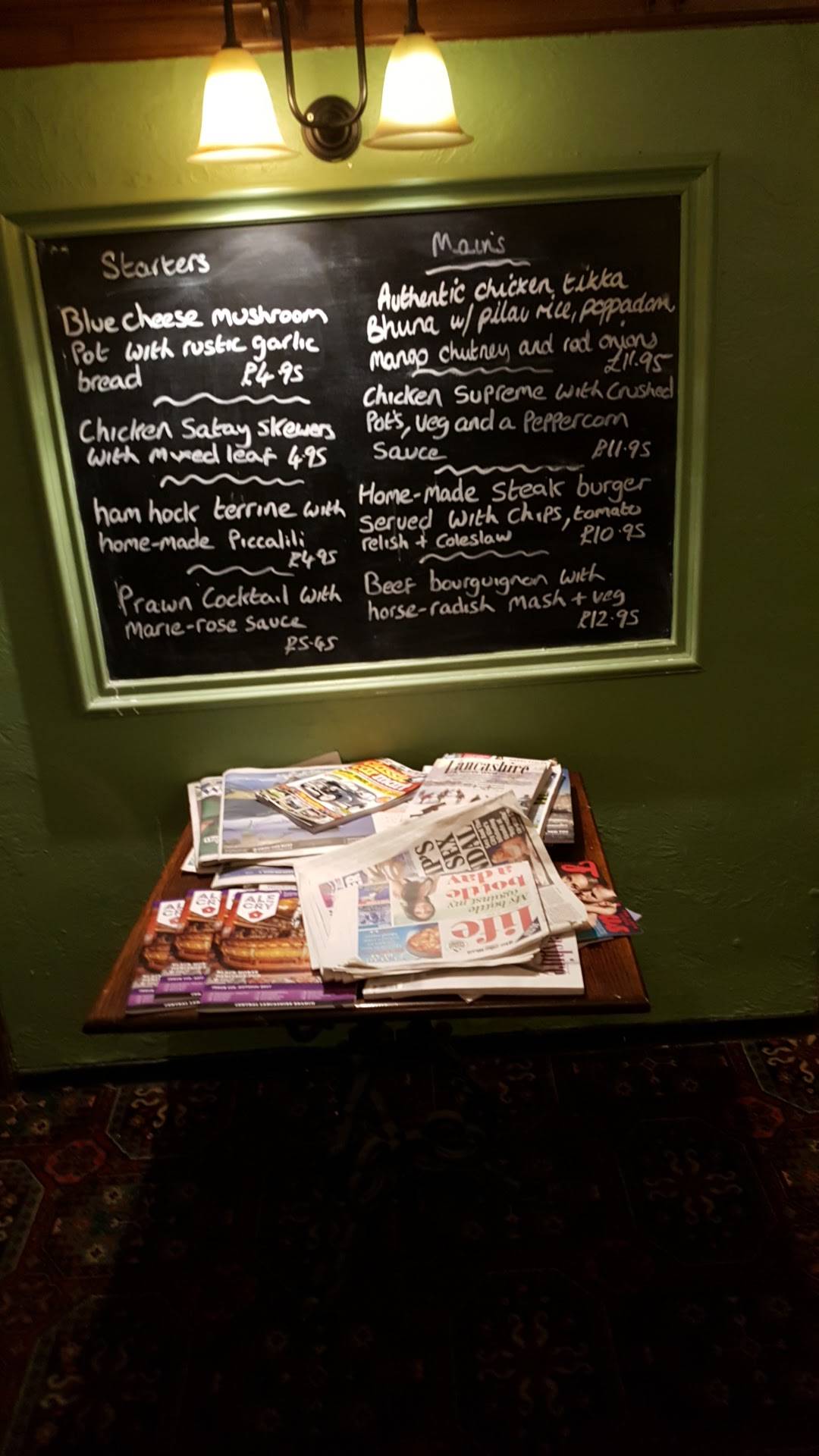Menu at The Hand & Dagger Inn pub & bar, Clifton