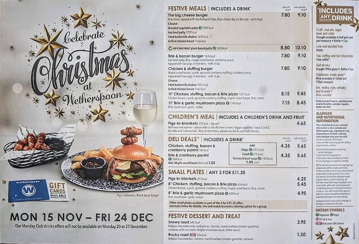 Menu at The Mechanical Elephant - JD Wetherspoon pub & bar, Margate