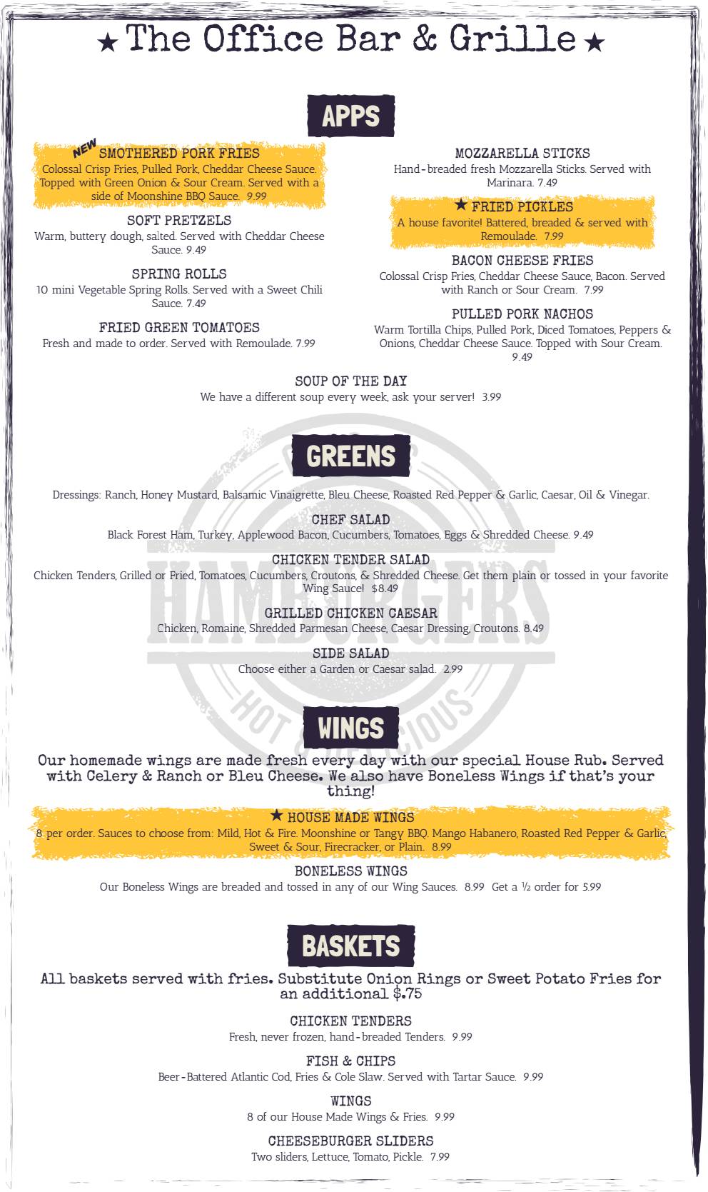 Menu at The Office Bar and Grille, Gloucester Point