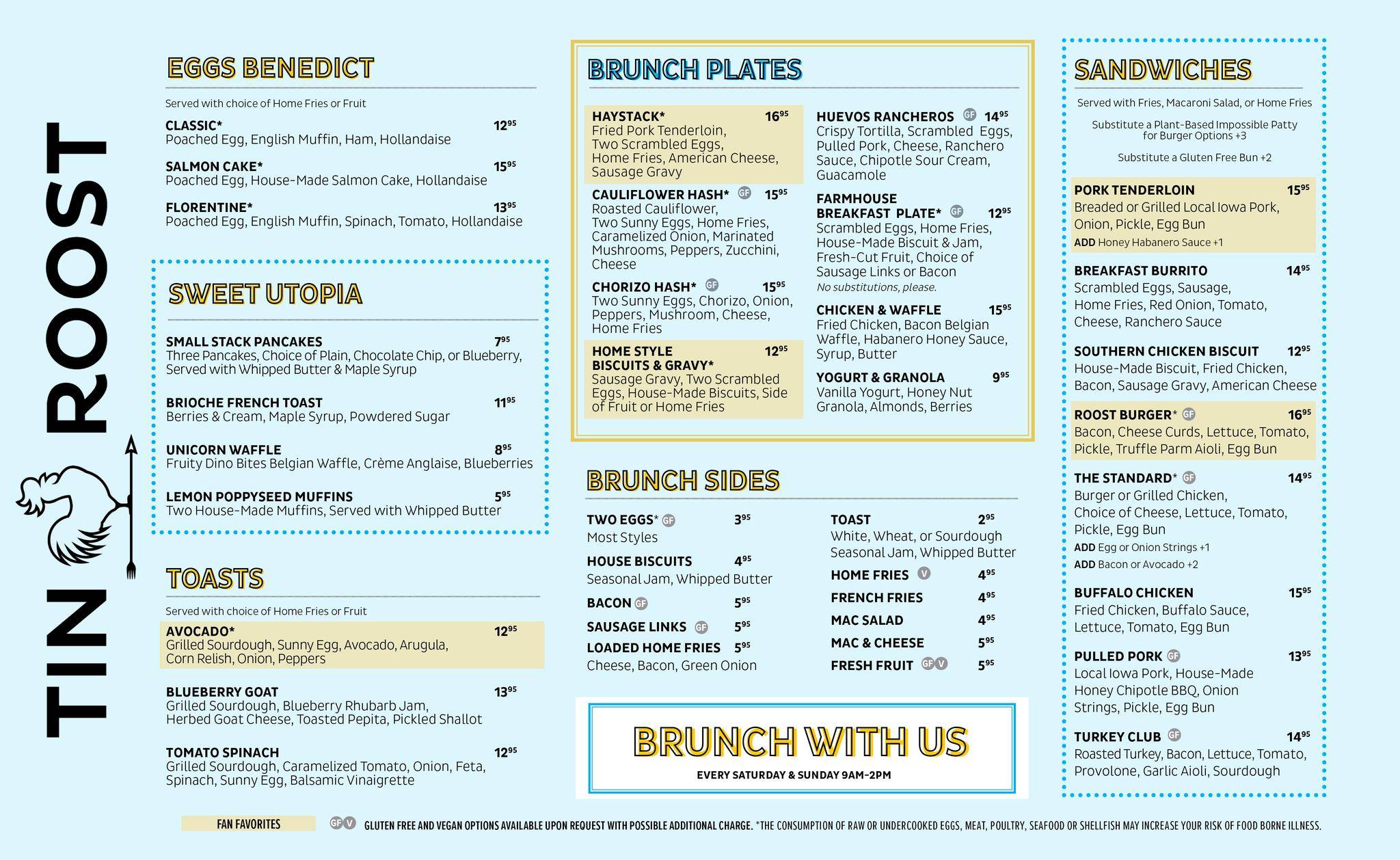 Menu at Tin Roost pub & bar, North Liberty