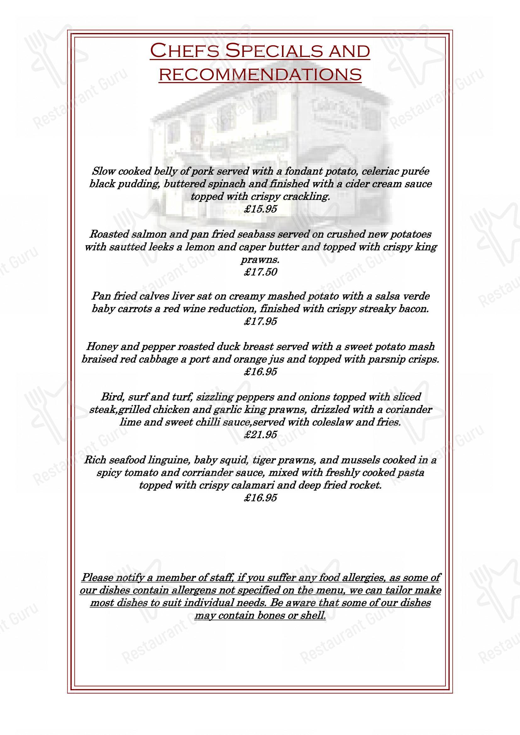 Menu at Tudor Rose pub & bar, Sittingbourne