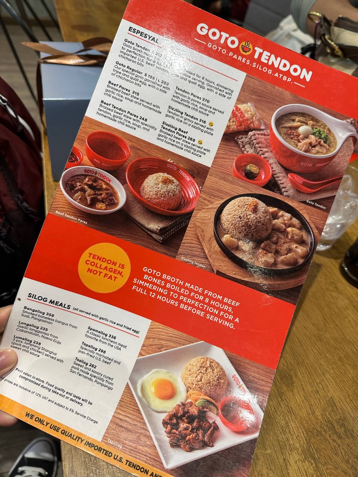 Menu at Goto Tendon Scout Borromeo restaurant, Quezon City