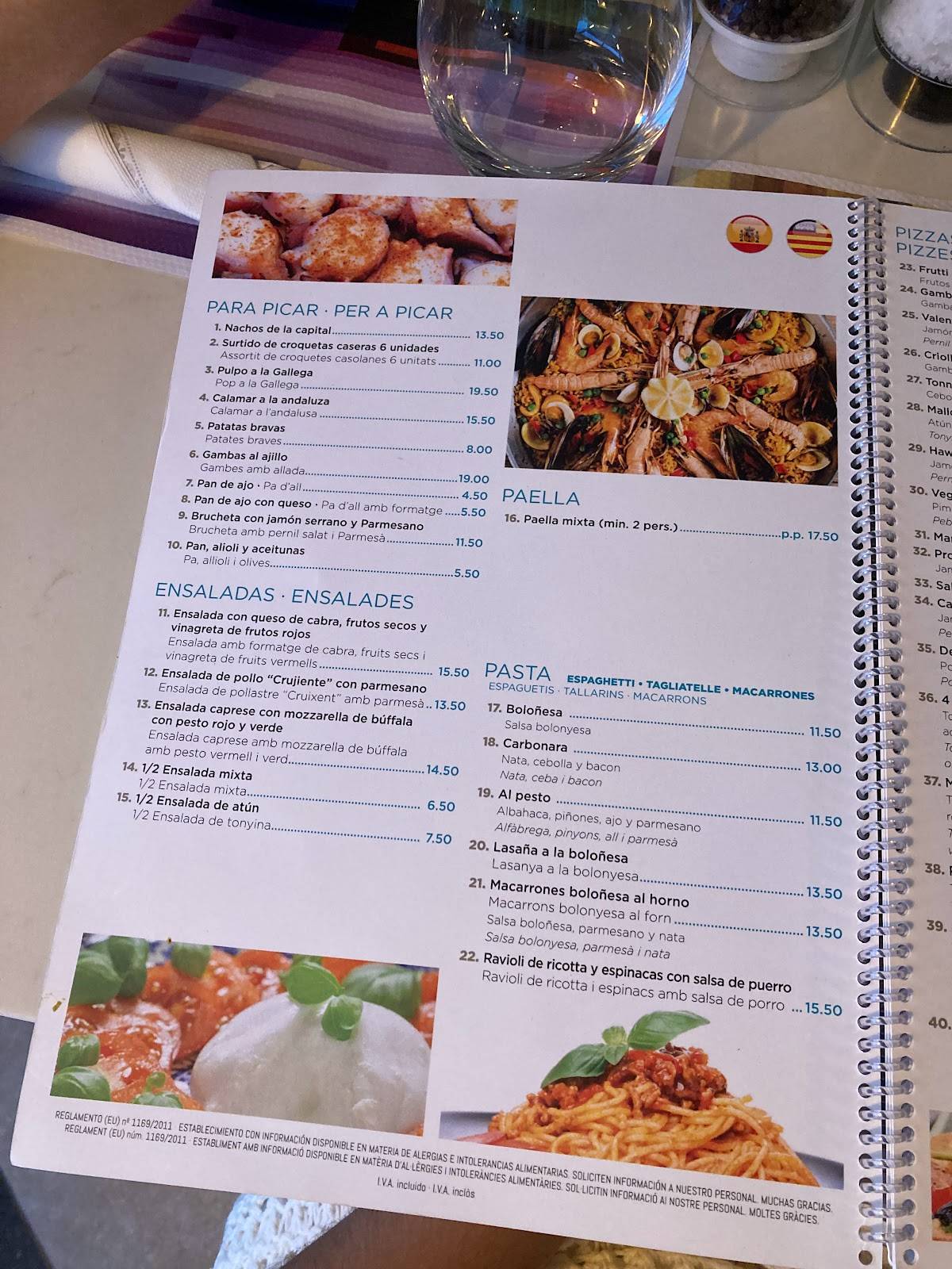 Carta de RESTAURANTE MÓNACO, Can Picafort