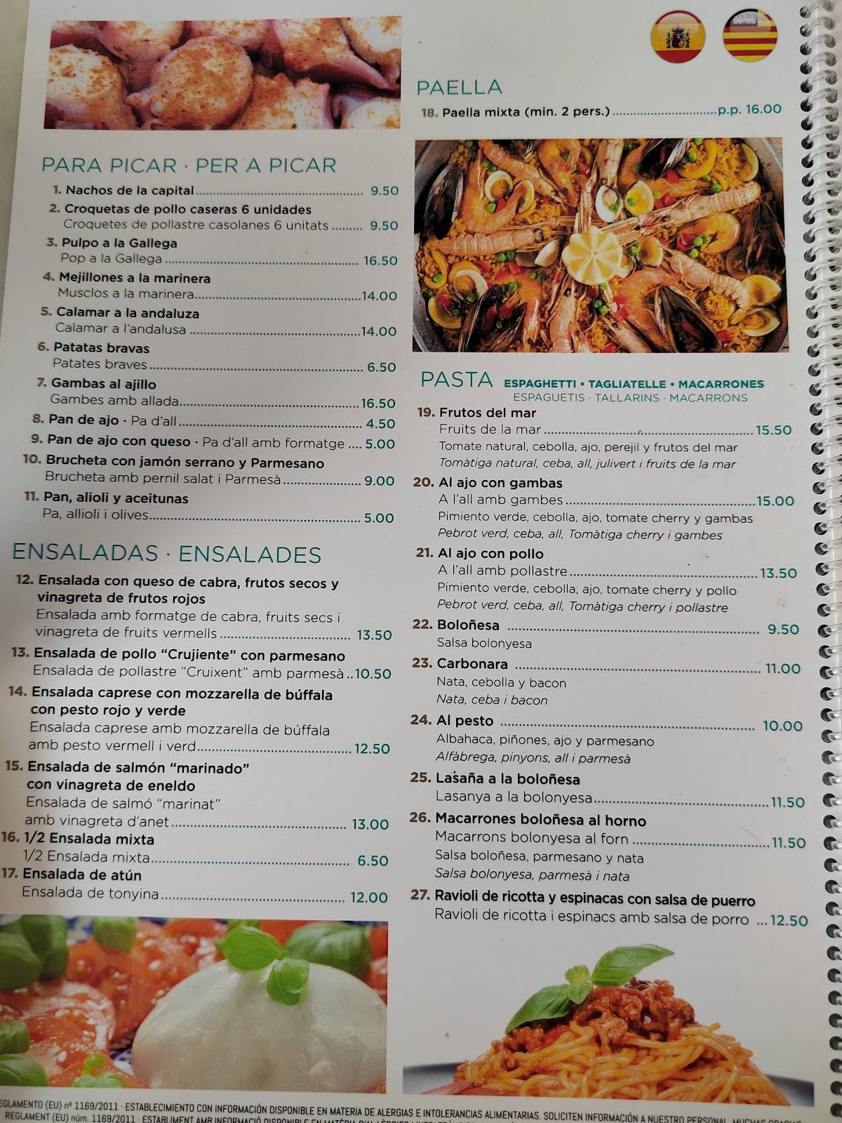 Menu at RESTAURANTE MÓNACO, Can Picafort