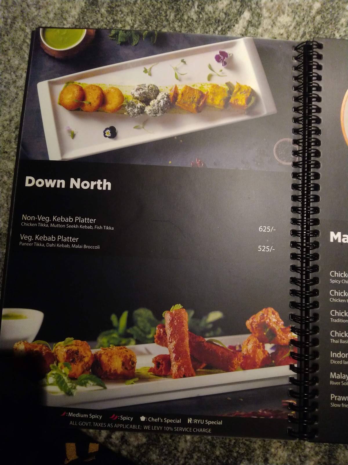 Menu at RYU Bar, Gurugram