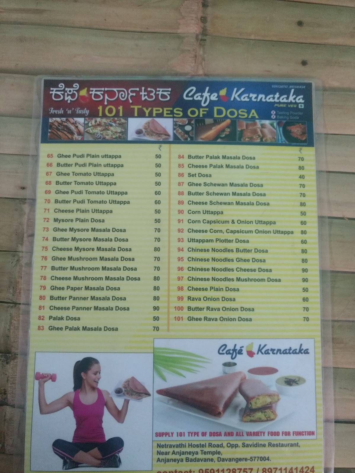 Menu at 101 Types Of Dosa, Davanagere