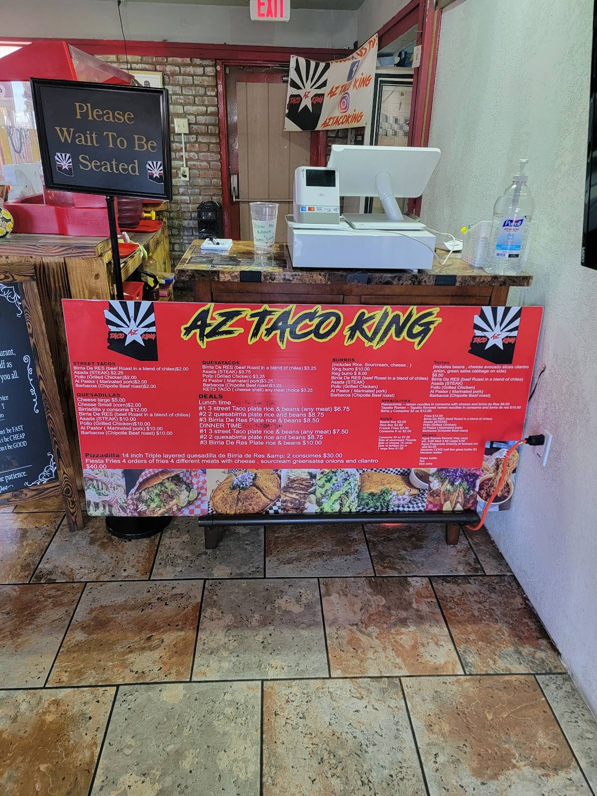 Menu at AZ Taco King Phoenix restaurant, Phoenix