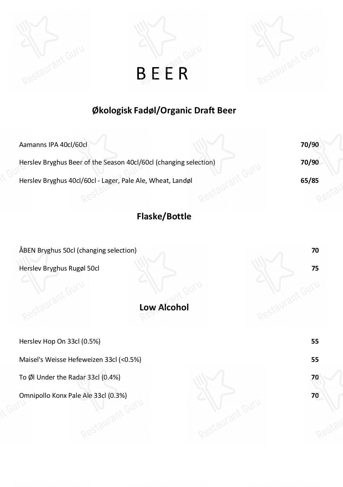 Menu at Aamanns 1921 restaurant, Copenhagen