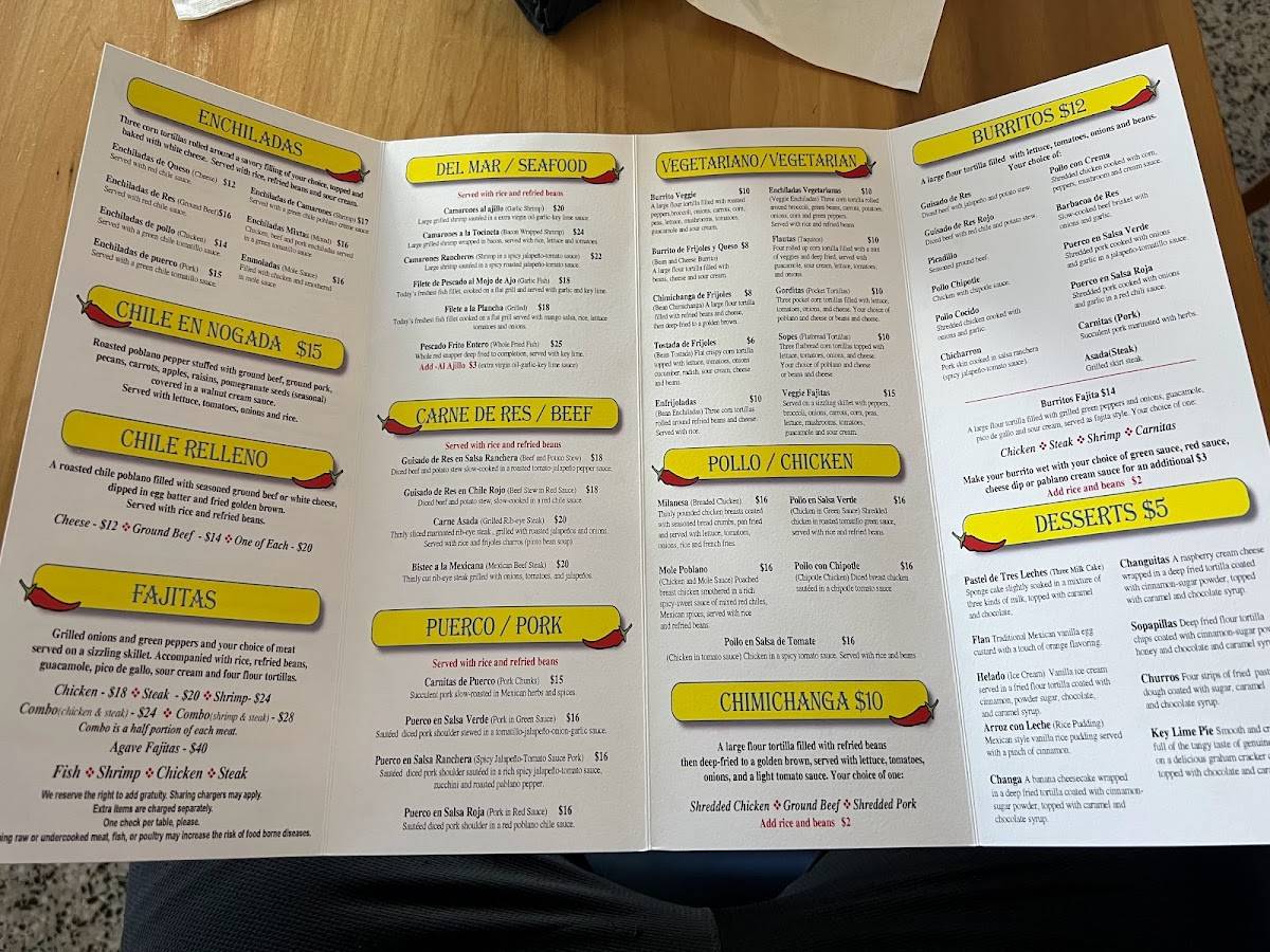 Menu at Agave Restaurant, Saint Pete Beach, Gulf Blvd
