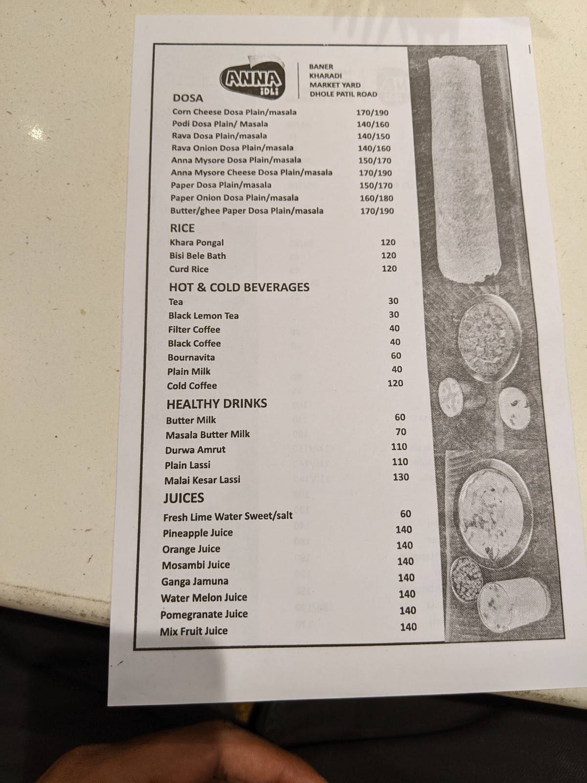 Menu at ANNA Idli, Mumbai, 3