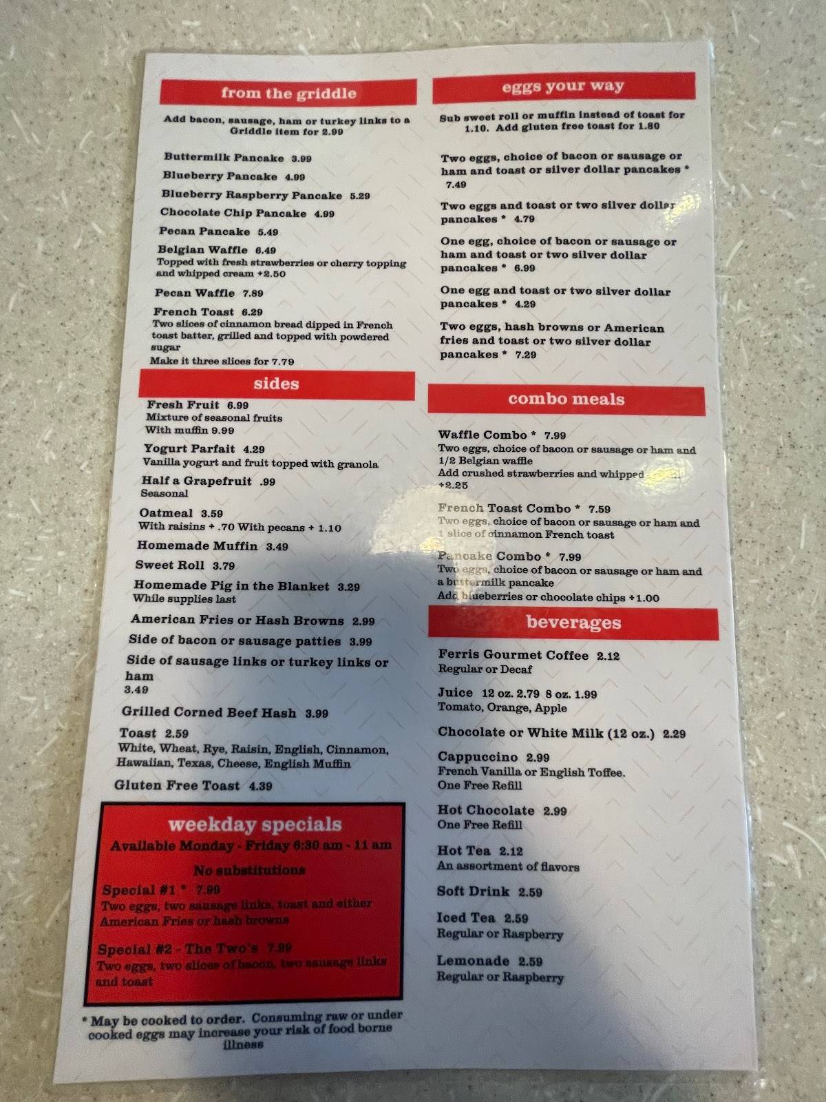 Menu at Arrows Restaurant, Hudsonville, 32nd Ave
