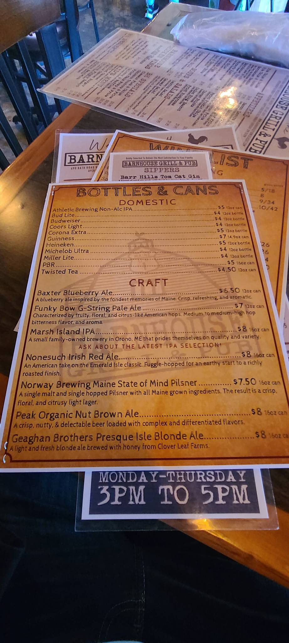 Menu at Barnhouse Grill & Pub Wiscasset, Wiscasset