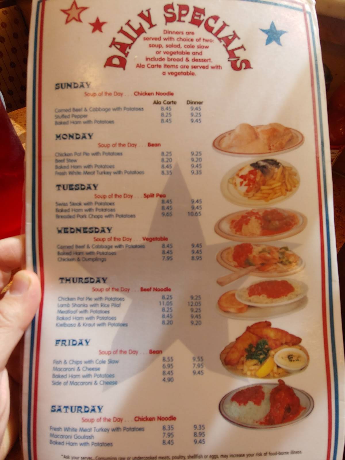 Menu at Betty Ross restaurant, Madison Heights