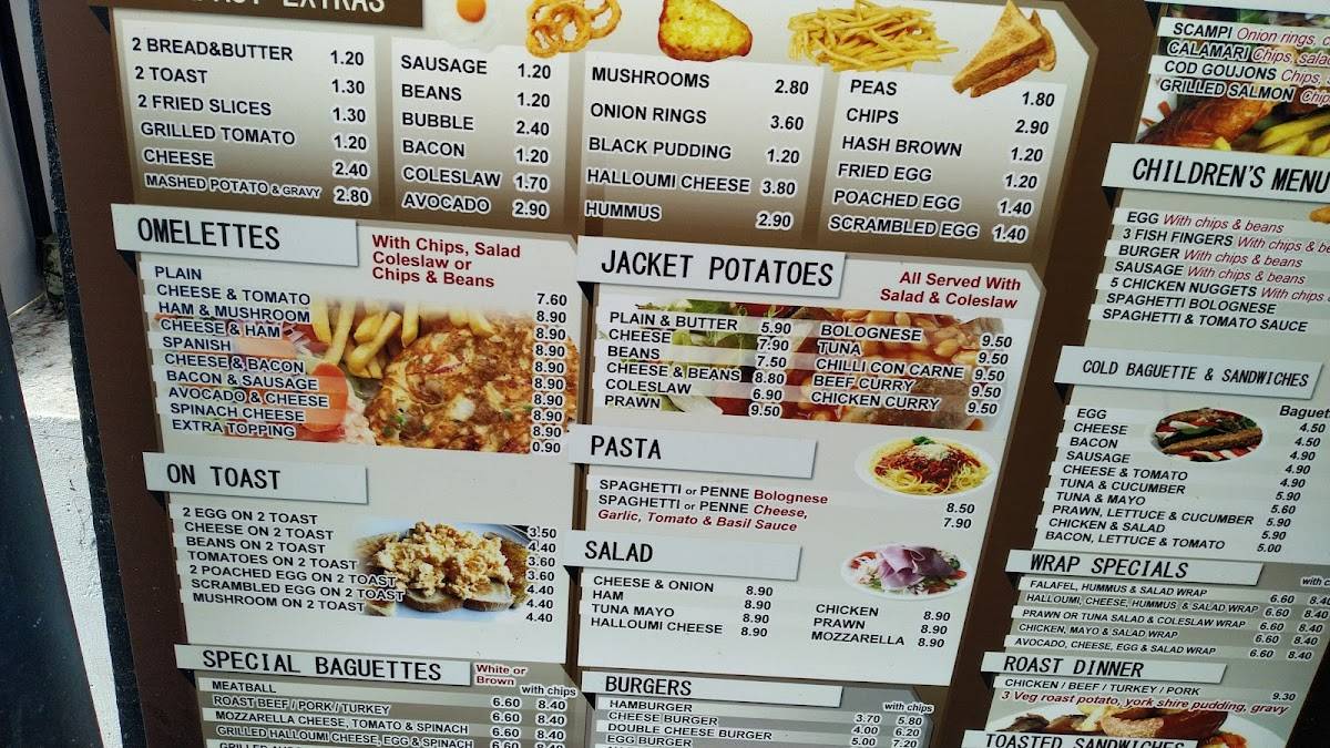 Menu at Café Grill restaurant, Broadstairs