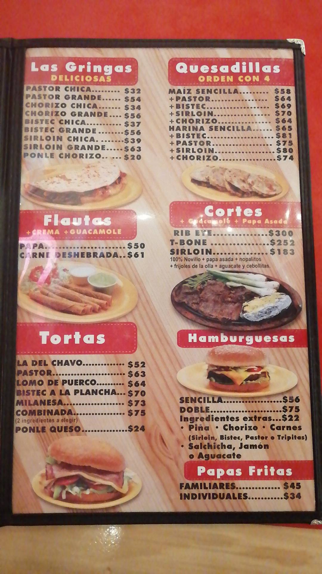 Menu at La Taqueria de Juárez. restaurant, Ciudad Juarez