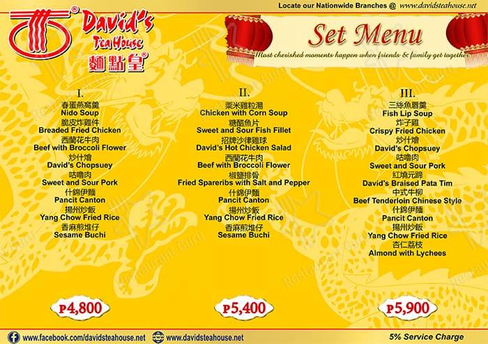 Menu at Davids Tea House - Classic (Vito Cruz) restaurant, Manila, Taft ...