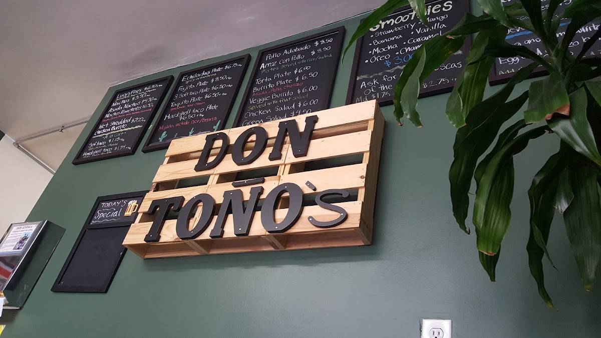 Menu at Don Toño's restaurant, Los Angeles, N Eastern Ave
