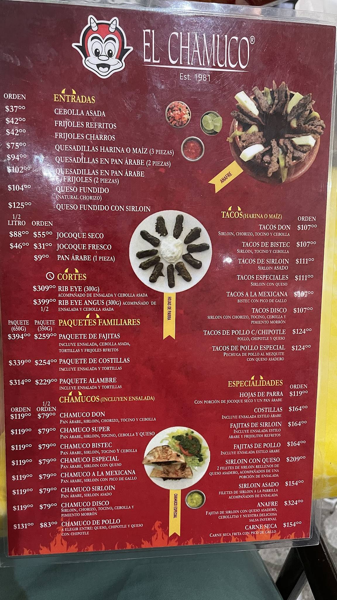 Carta del restaurante El Chamuco, Torreón, Blvrd Constitución & Doctor ...