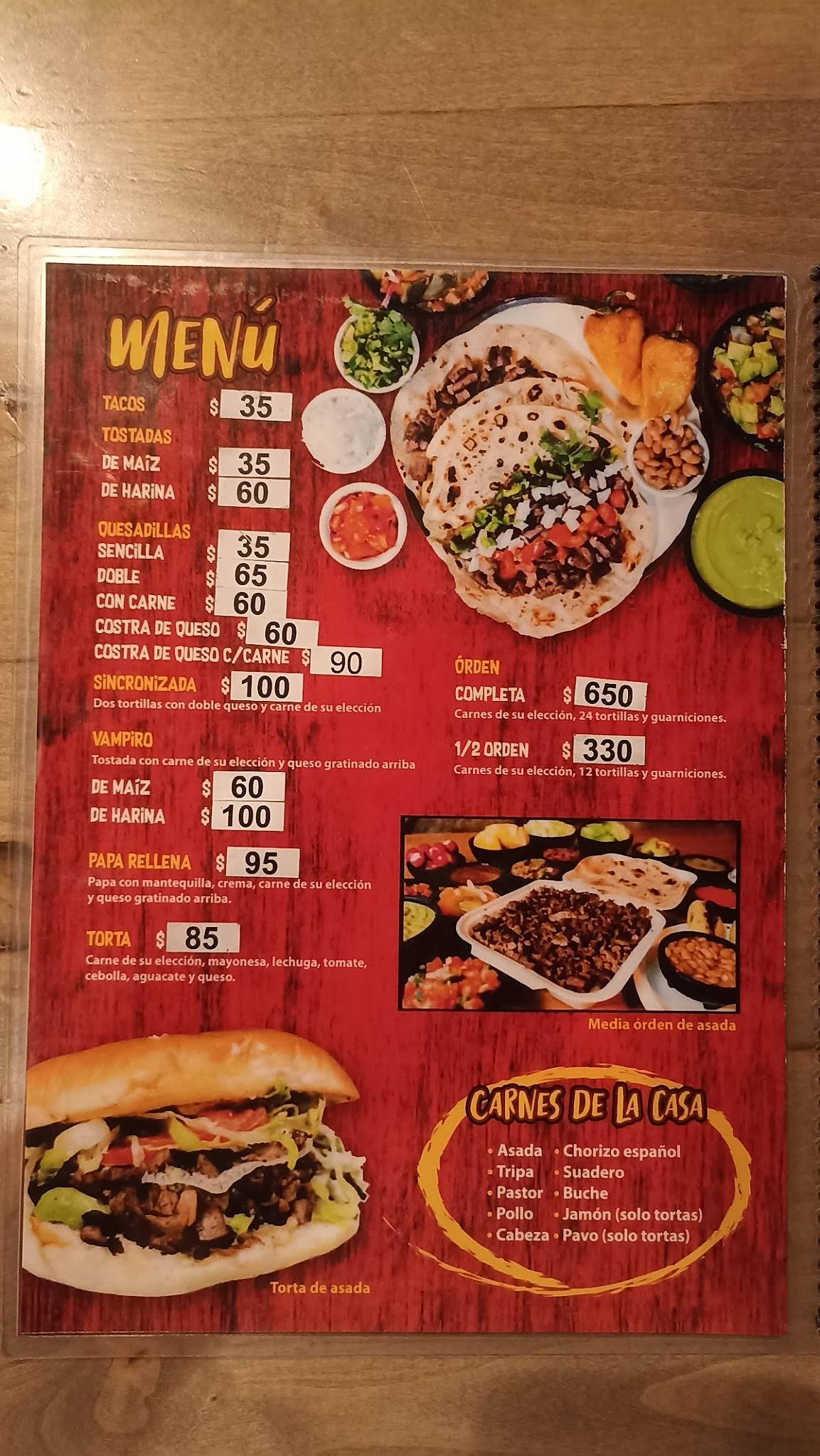 Carta del restaurante El Pirul Asadero, Mexicali