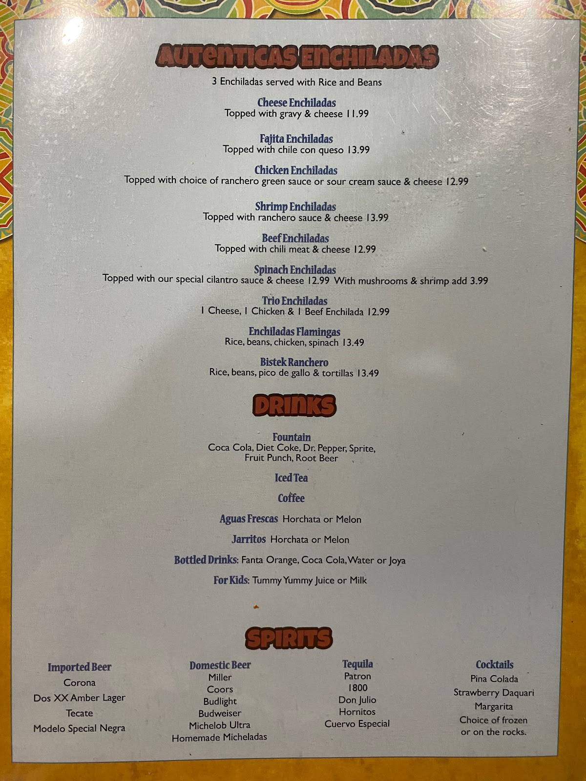 Menu at El Potrillo Tex Mex Food restaurant, Clute