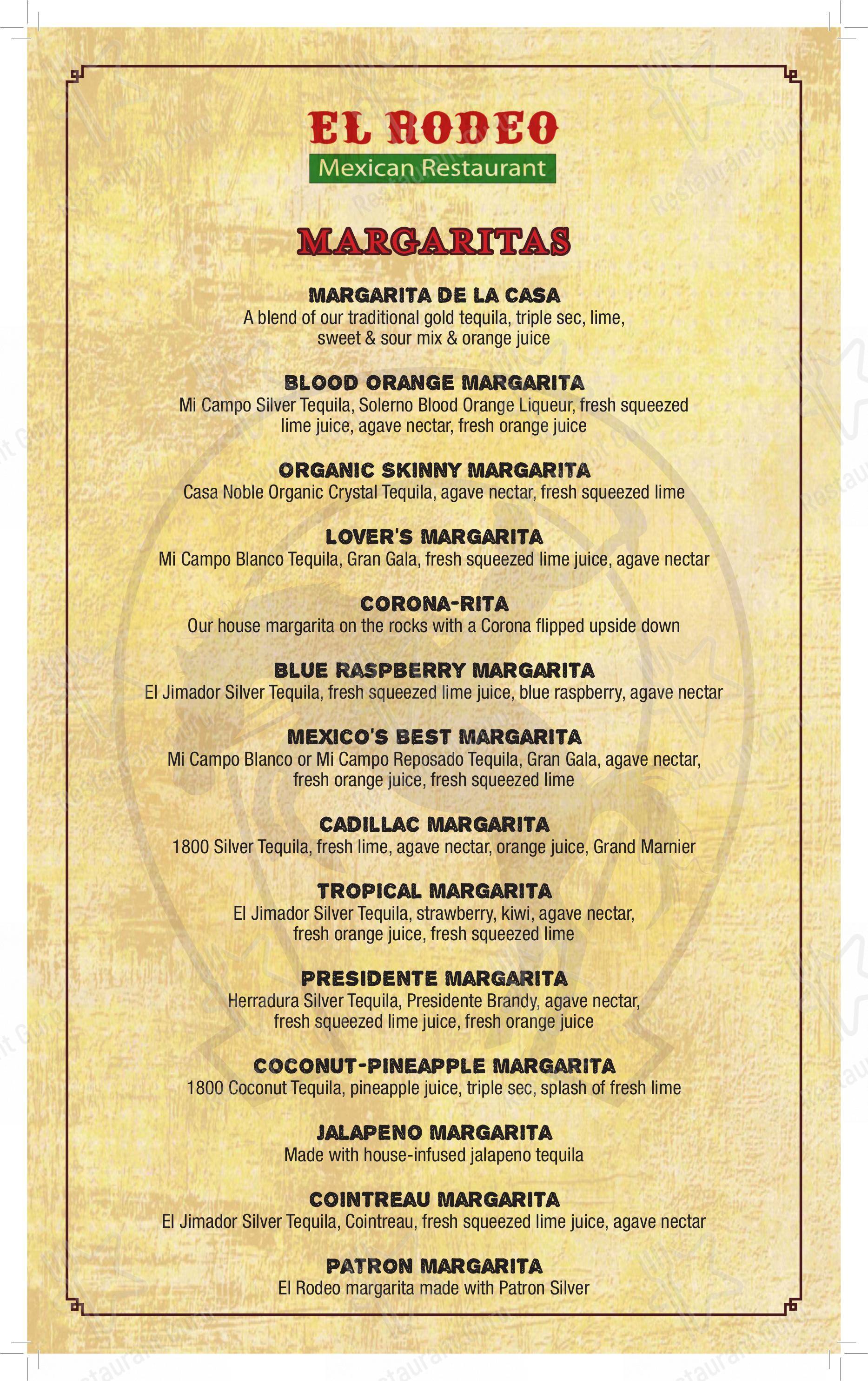 Menu at El Rodeo Brunswick restaurant, Brunswick